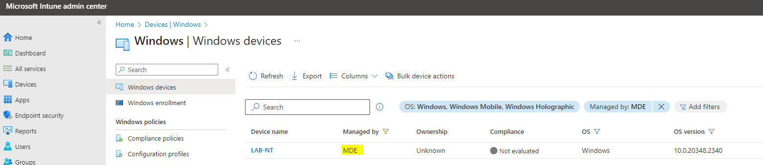 Defender for Endpoint security settings management summary