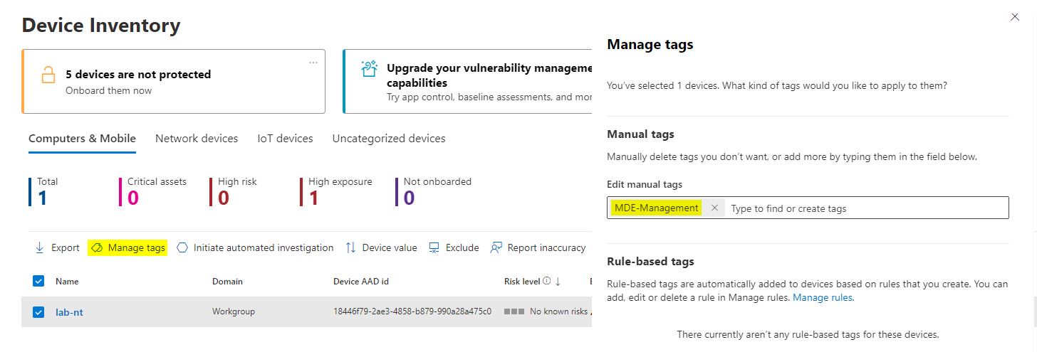 Defender for Endpoint security settings management summary