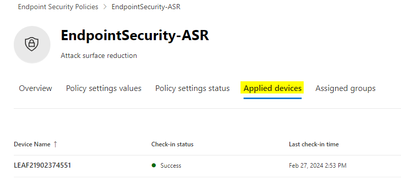 Defender for Endpoint security settings management summary